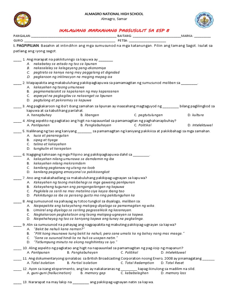 2nd Quarter-ESP 8 | PDF