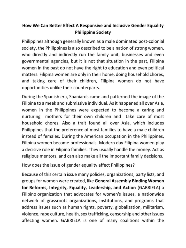 How We Can Better Effect A Responsive and Inclusive Gender Equality ...