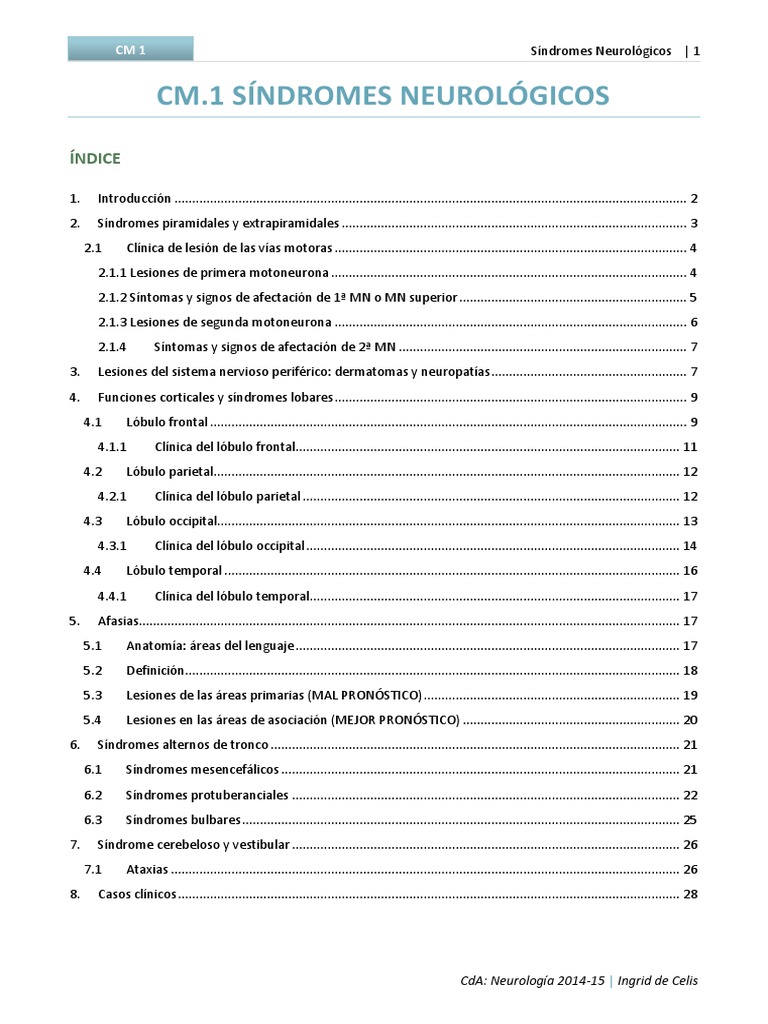Síndromes Neurológicos y Funciones Corticales | PDF | Cerebro | Nervio