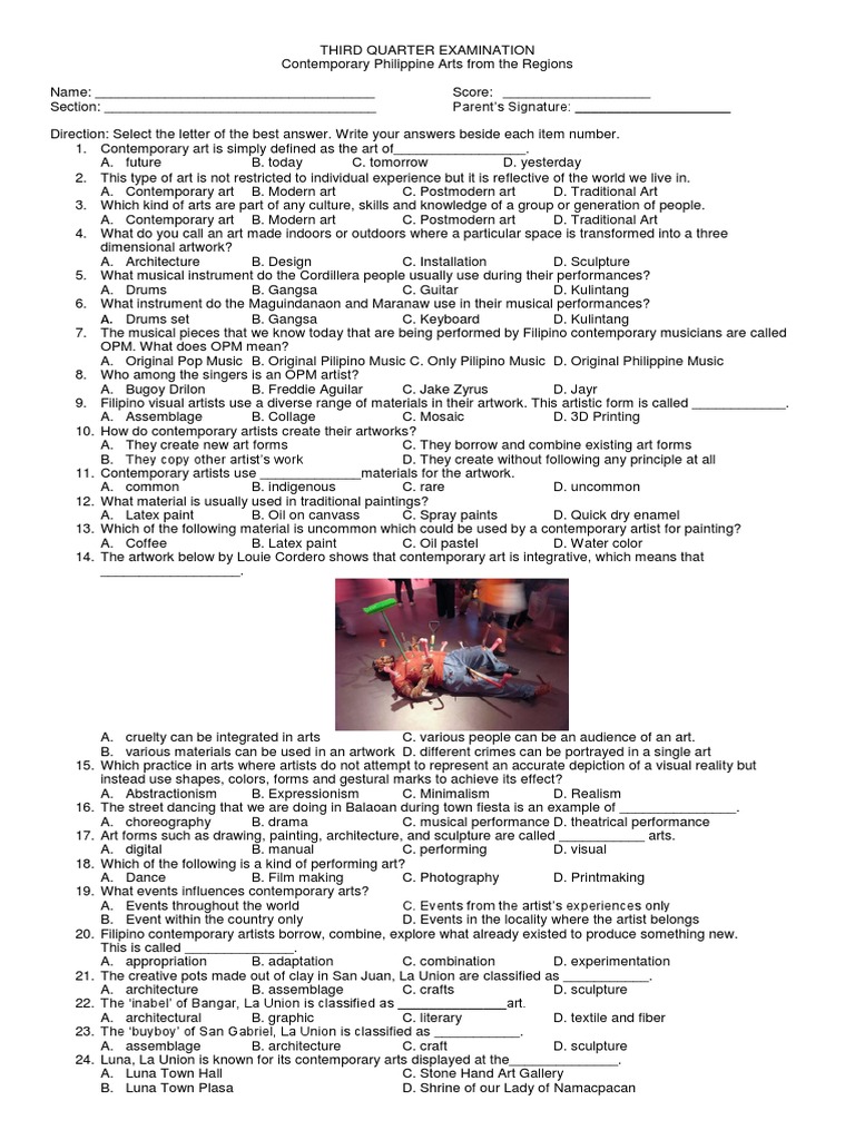 Third Quarter Exam: Contemporary Arts | PDF | Paintings | Philippines