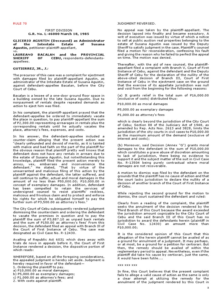 Rule 70 | PDF | Lawsuit | Judgment (Law)
