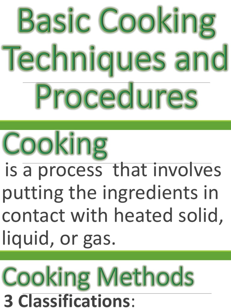 Basic Cooking Techniques and Procedures | Download Free PDF | Boiling ...