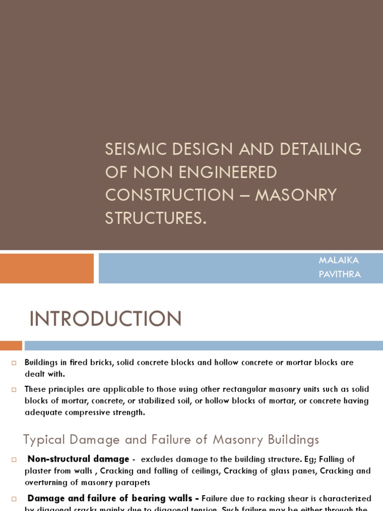 Seismic Design and Detailing of Non Engineered Construction | PDF ...