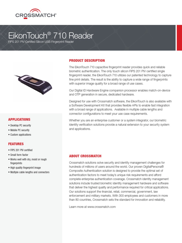 EikonTouch 710 Reader | PDF | Authentication | Fingerprint
