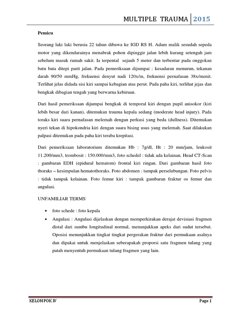 Multiple Trauma 1 | PDF