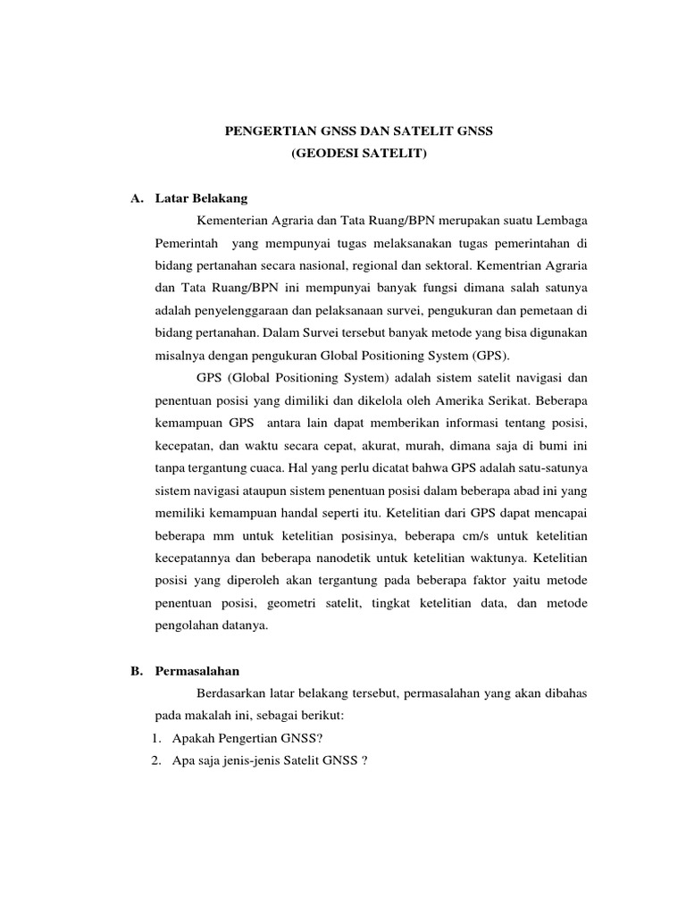 Pengertian dan Jenis Satelit GNSS | PDF | Teknologi & Rekayasa