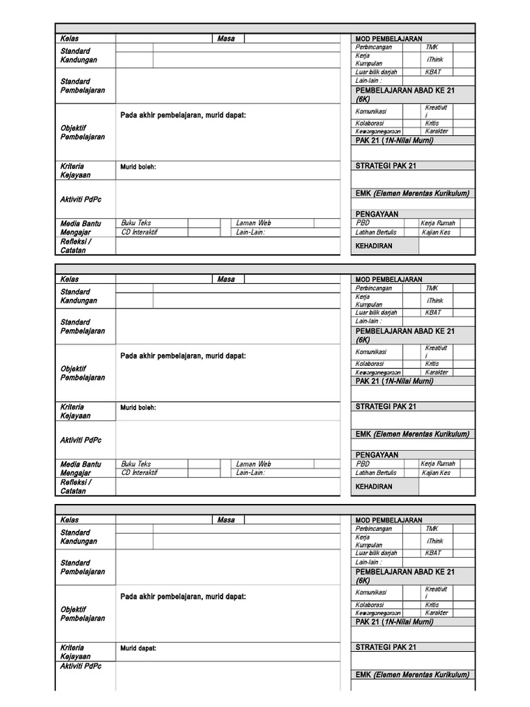 Tapak Kosong RPH Abad 21 | PDF