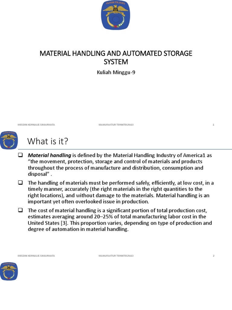 ManufakturTerintegrasi 09 MaterialHandling Storage | PDF | Warehouse ...
