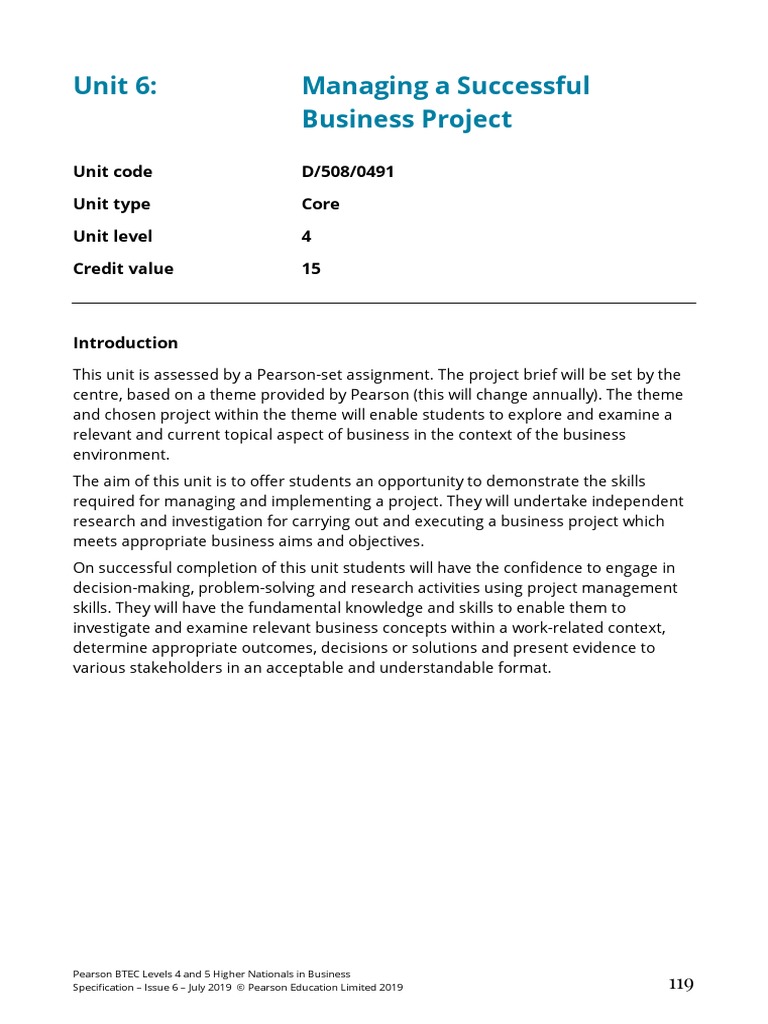 Unit 6 - Managing A Successful Business Project | PDF | Project ...