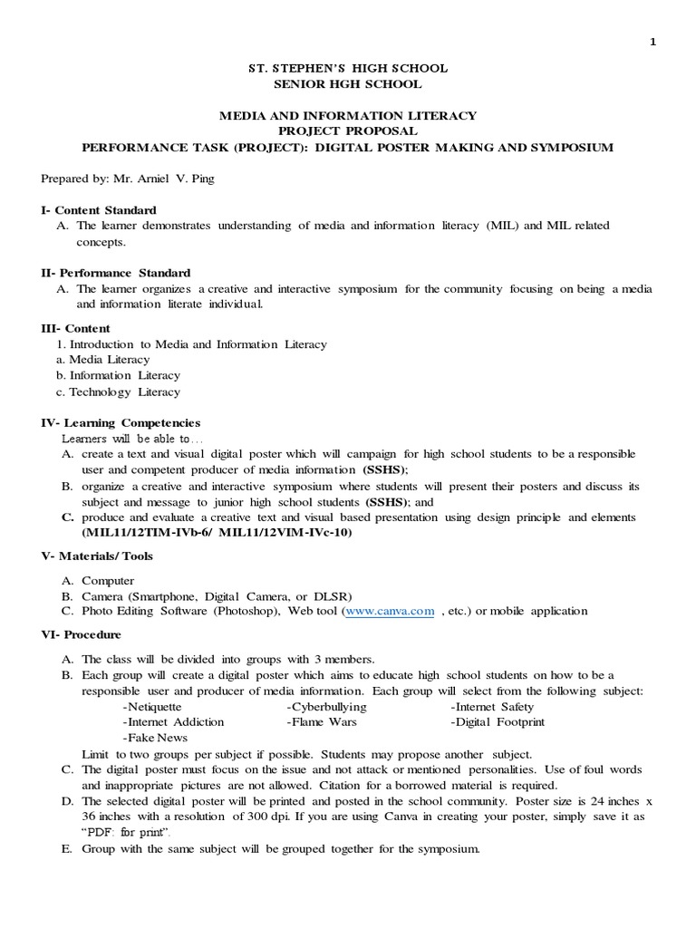 Digital Poster Project for Media Literacy | PDF | Information Literacy ...