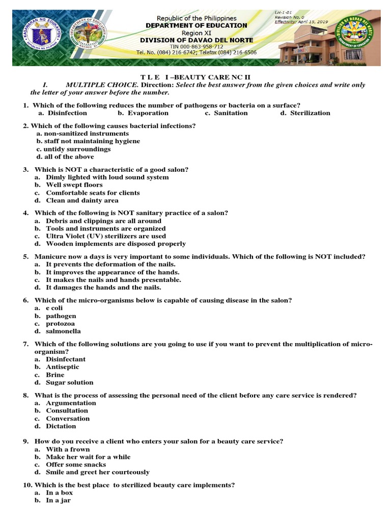 Tle I Beauty Care Questionnaire First Quarter | PDF | Hygiene | Public ...