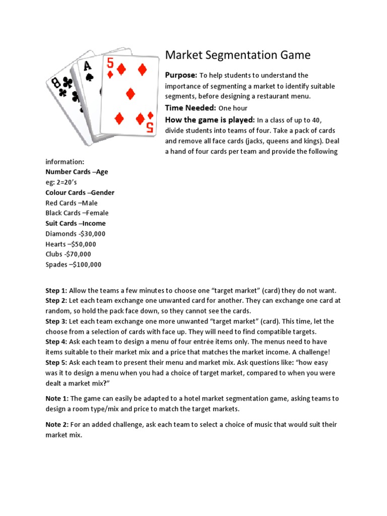 Market Segmentation Game | PDF
