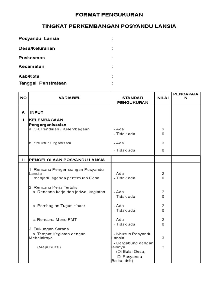 Format Kemandirian Posyandu | PDF