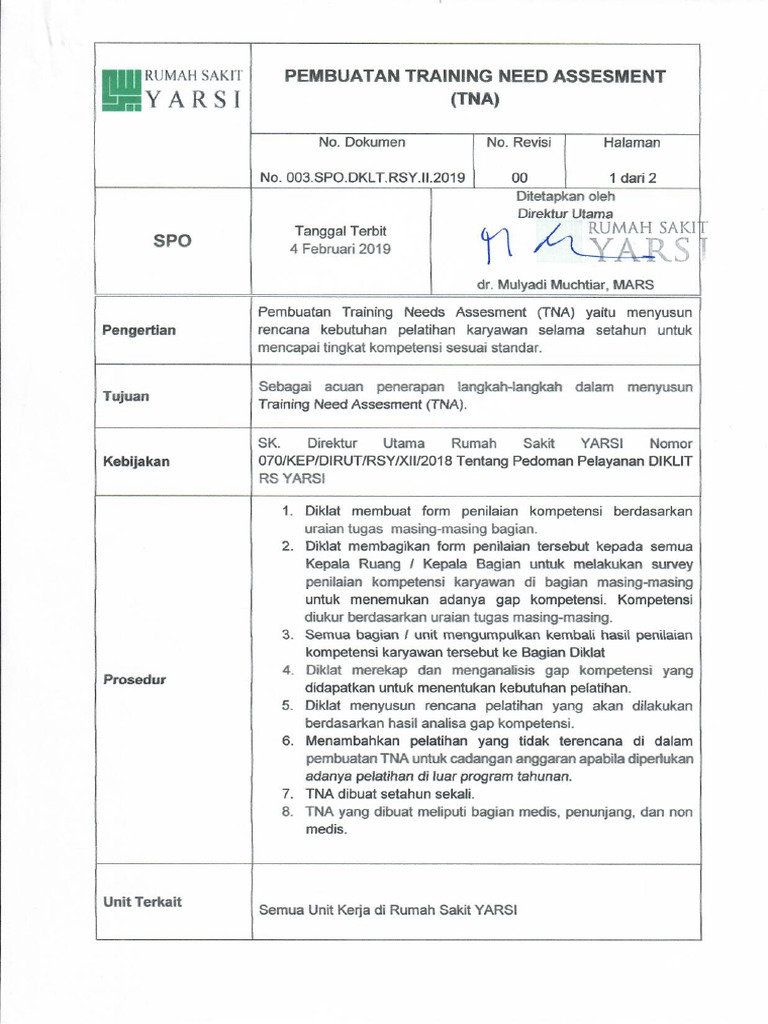 SPO Pembuatan TNA | PDF