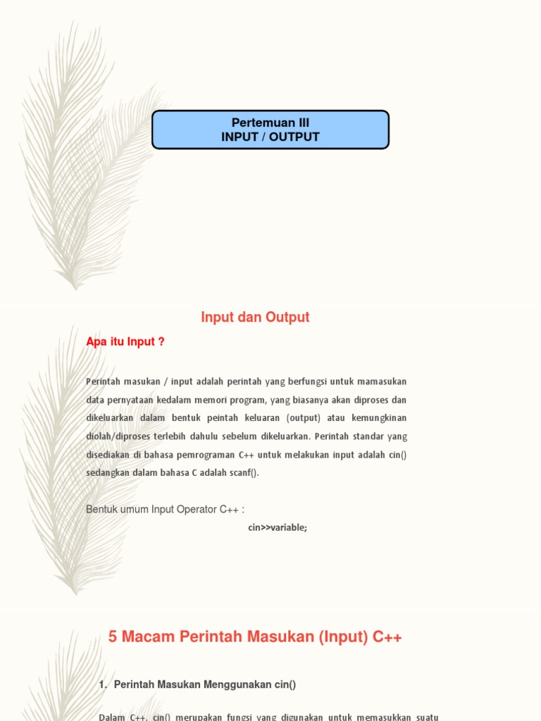 Pertemuan III - Input & Output | PDF