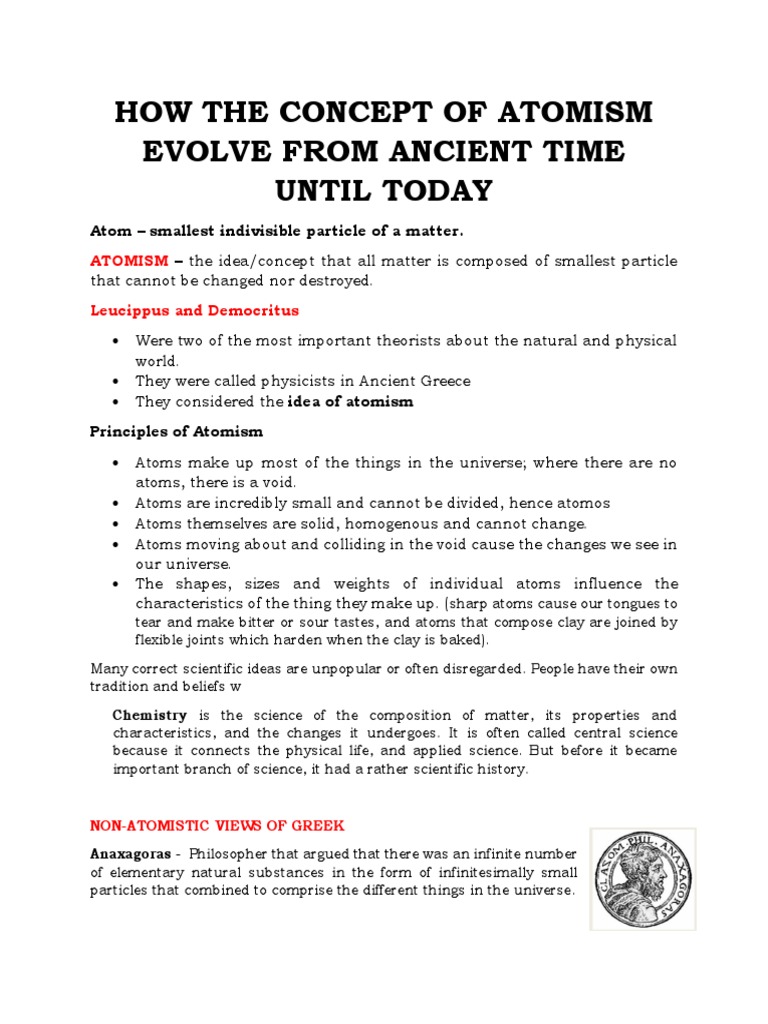 Evolution of Atomism Through History | PDF | Alchemy | Matter