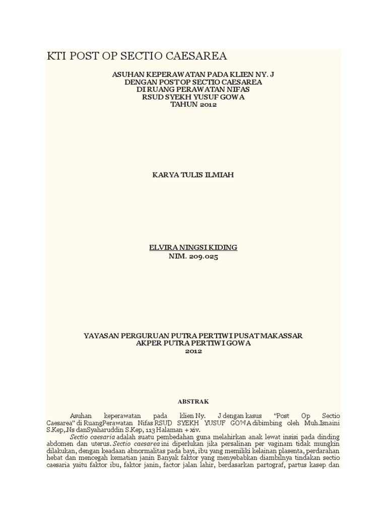 Post Op Sectio Caesarea | PDF | Pengembangan Diri