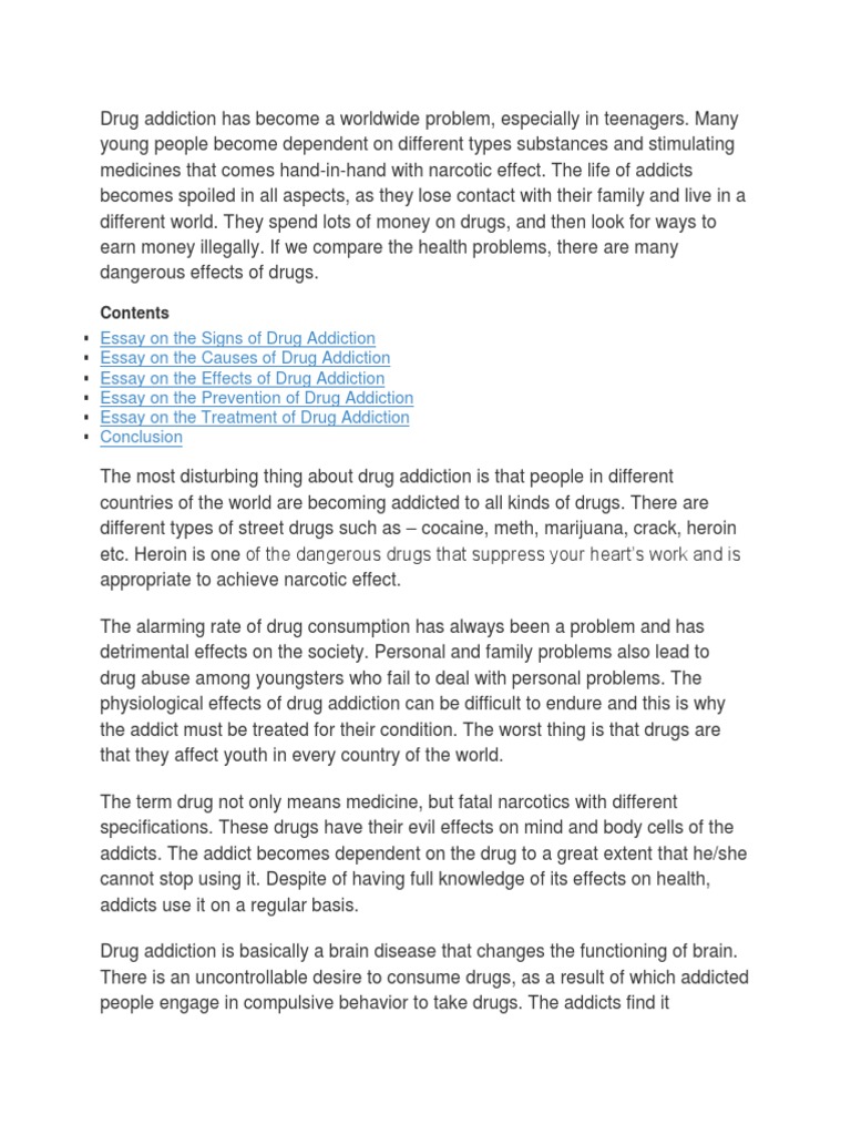Drug Addiction Has Become A Worldwide Problem | PDF | Substance ...