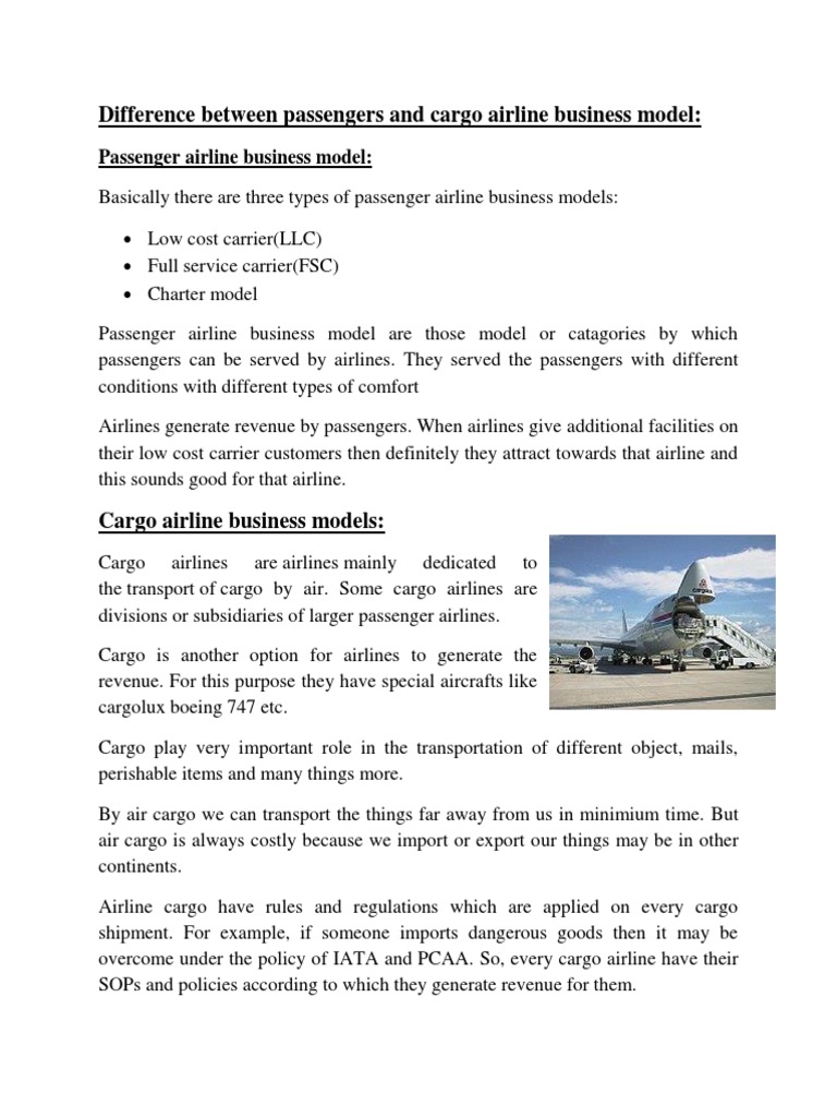 Passenger Airline Business Model | PDF | Airlines | Cargo