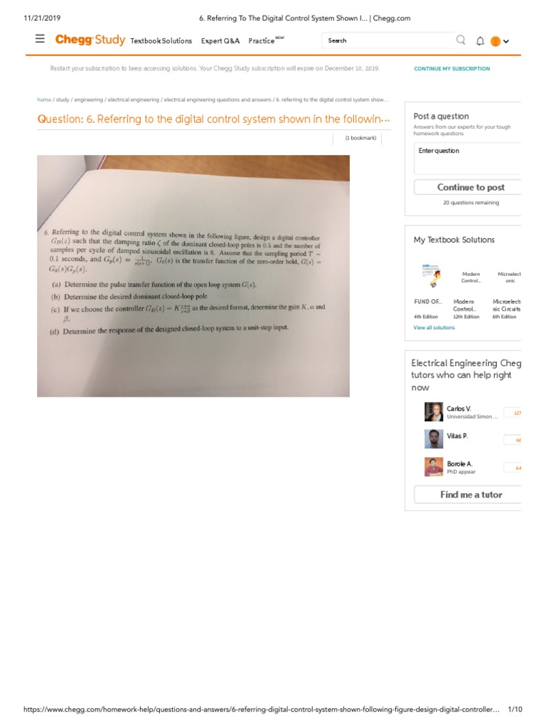 Referring To The Digital Control System Shown I... | PDF | Electrical ...