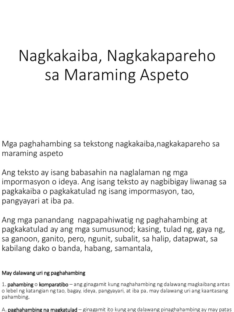 May Dalawang Uri NG Paghahambing | PDF