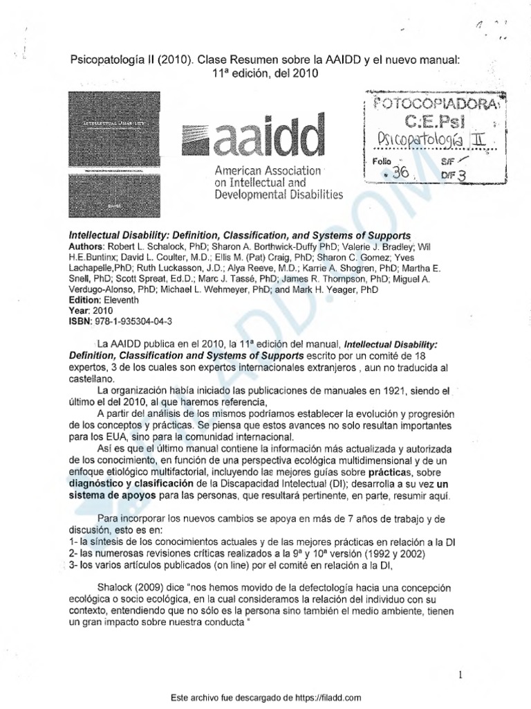 AAIDD | Descargar gratis PDF | Discapacidad intelectual | Inteligencia