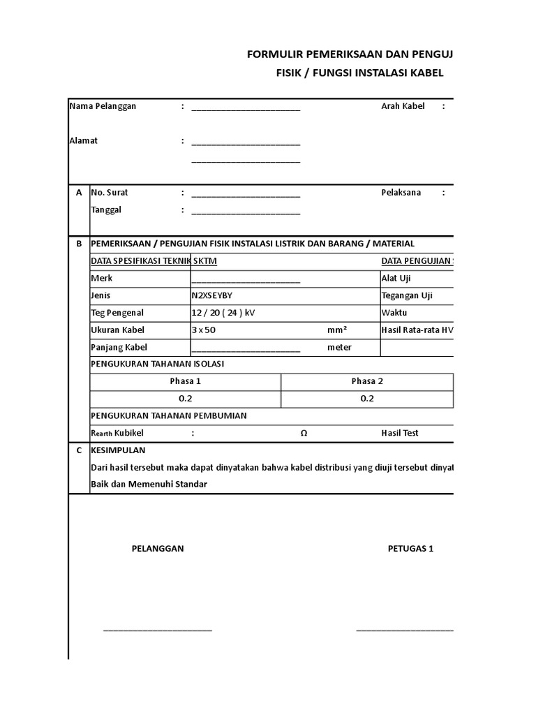 Form Test Megger | PDF