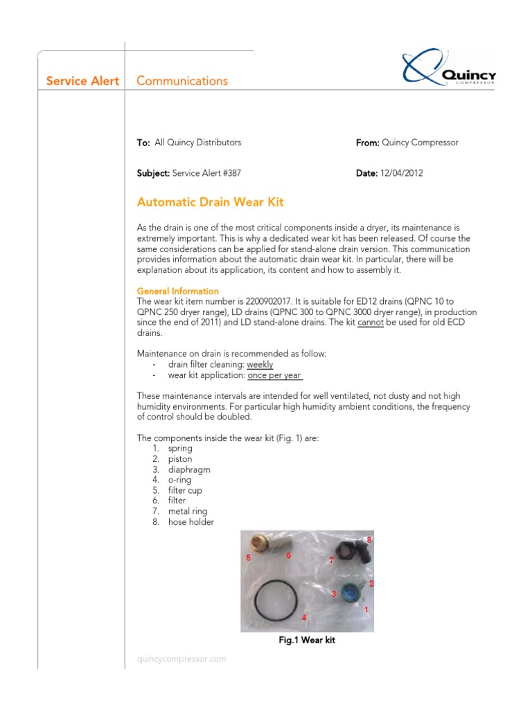 Automatic Drain Wear Kit Instructions | PDF | Machines | Clothes Dryer