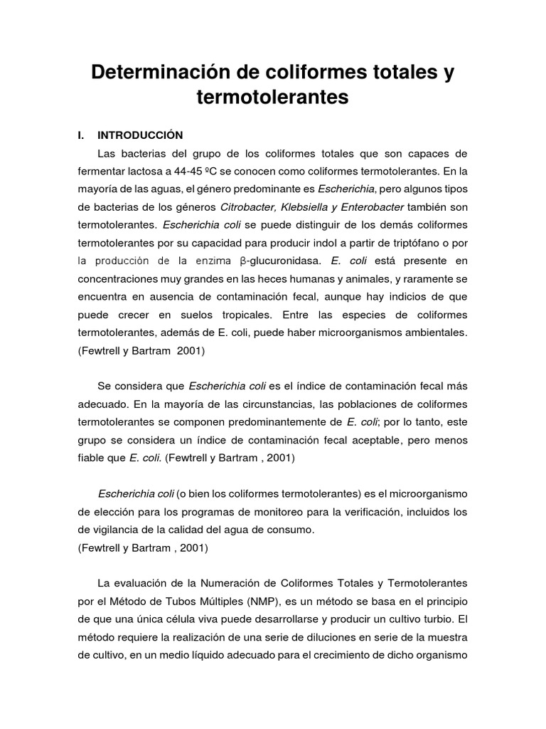 Determinación de Coliformes en Agua | PDF | Microbiología | Procariota