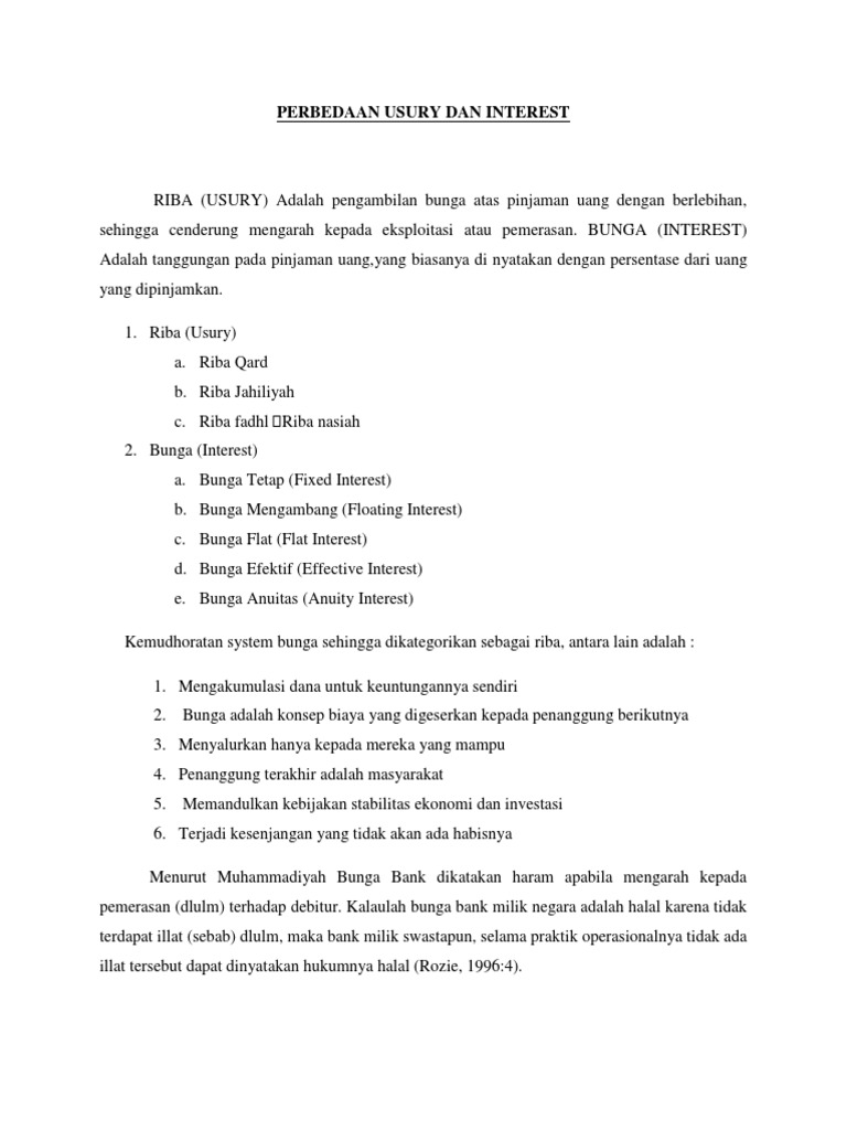Perbedaan Usury Dan Interest | PDF