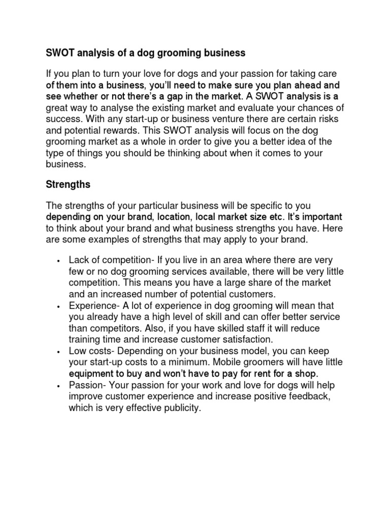 Swot-Pet Services | Download Free PDF | Retail | Competition
