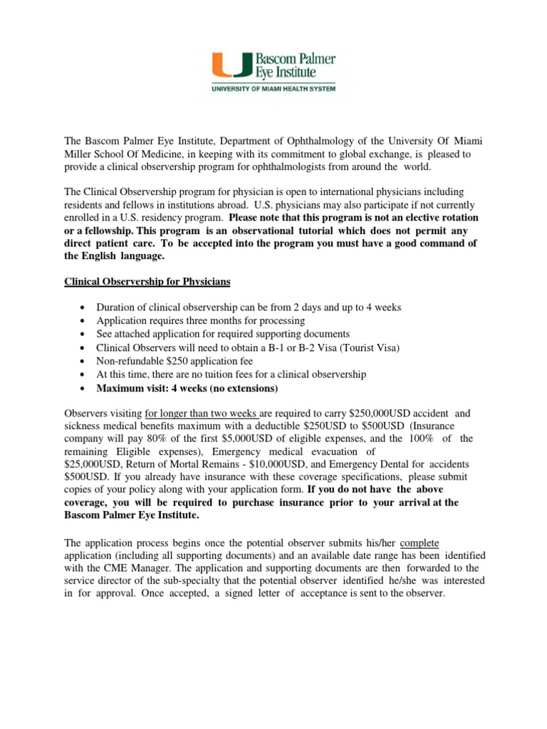 Ophthalmology Observership Program | PDF | Residency (Medicine ...