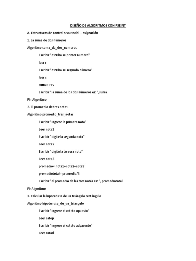 Diseño de Algoritmos Con Pseint | PDF | Algoritmos | Número primo