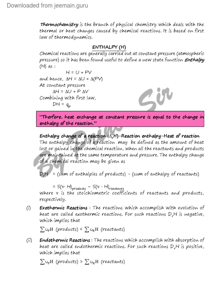 Thermochemistry Class Notes-290 PDF | PDF | Enthalpy | Combustion