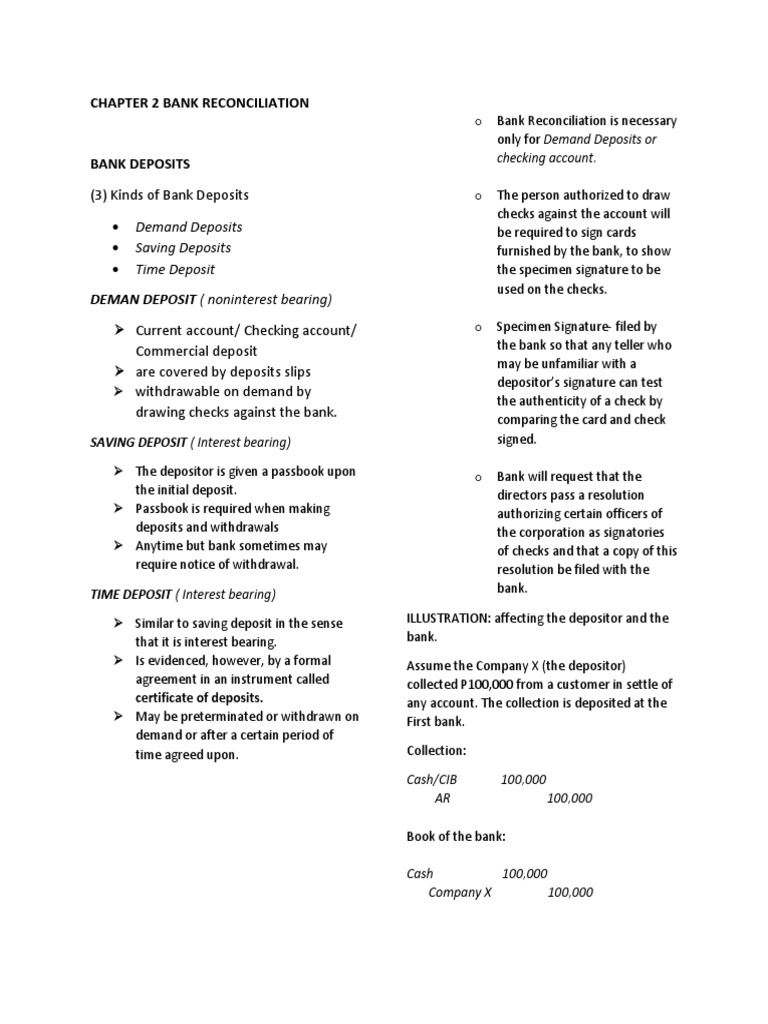 Chapter 2 Bank Reconciliation | PDF | Debits And Credits | Deposit Account