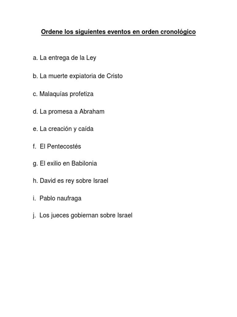 PREGUNTAS Ordene Los Siguientes Eventos en Orden Cronológico | PDF