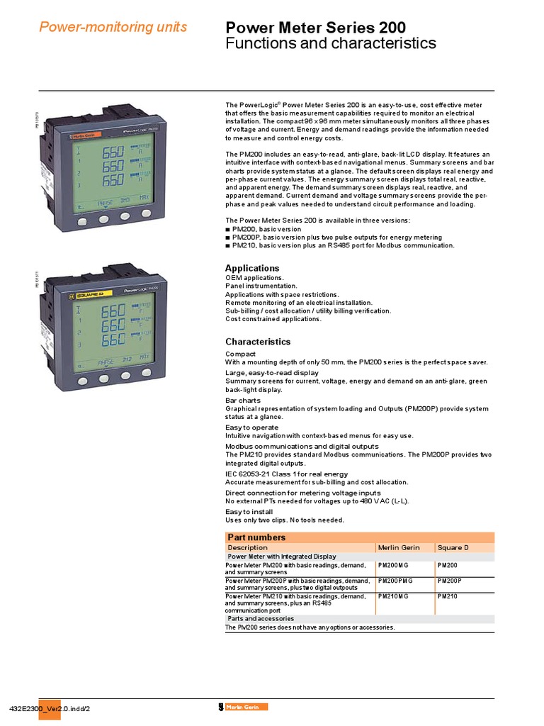 Data Sheet PM200 Series PDF | PDF | Alternating Current | Ac Power