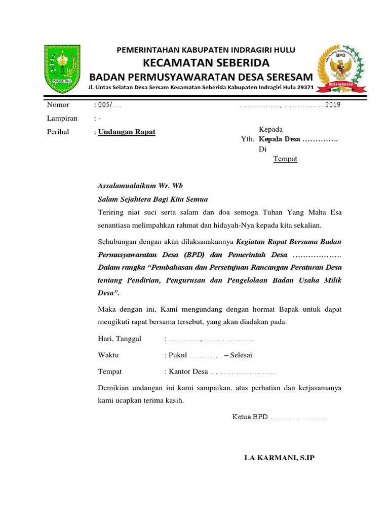 Surat Undangan BPD | PDF