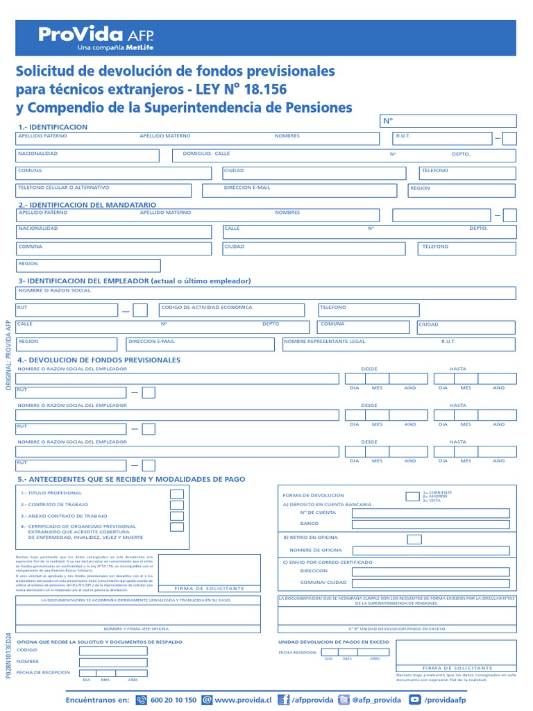 Formulario Retiro Fondos Provida | PDF | Pensión | Gobierno