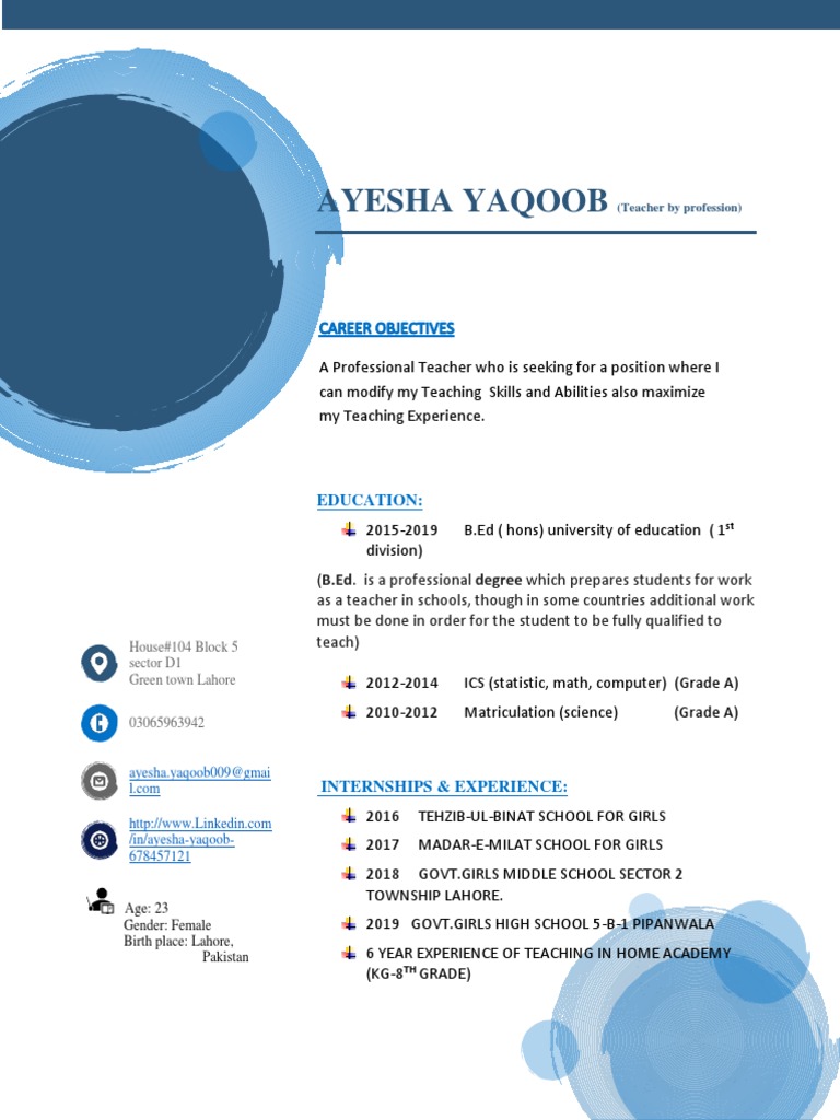 Ayesha Yaqoob - CV | PDF