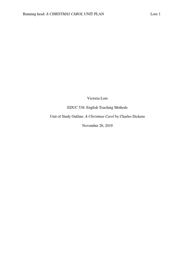 A Christmas Carol Unit Plan | PDF | Ebenezer Scrooge | Educational ...