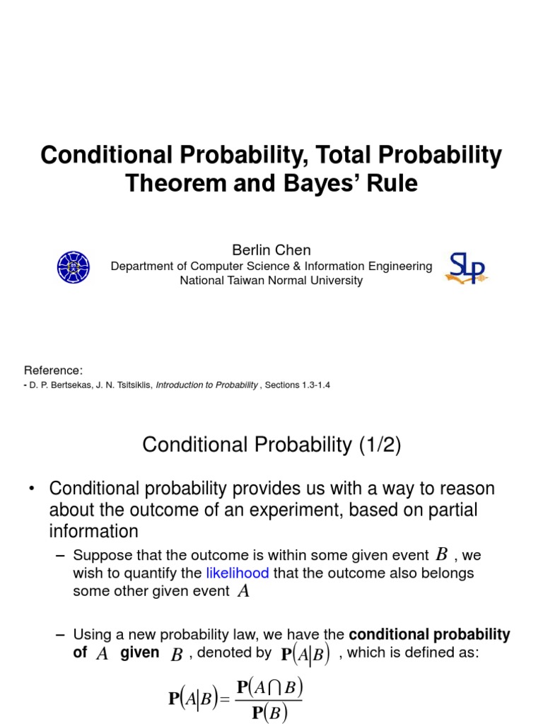 PROB2006S - Lecture-03-Conditional Probability, Total Probability Theorem, Bayes Rule | PDF ...