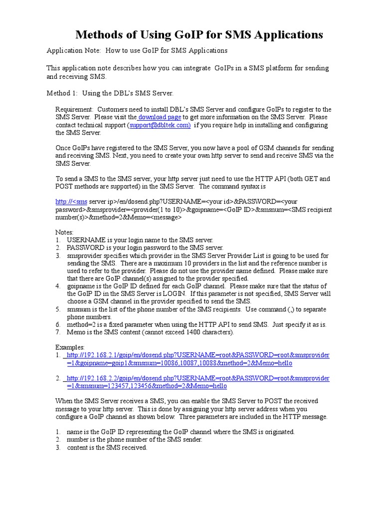 Goip Sms Appnote | PDF | Hypertext Transfer Protocol | Application Programming Interface