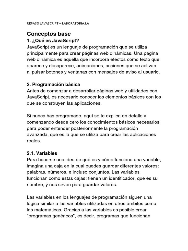 Repaso Javascript | PDF | Programa de computadora | Programación
