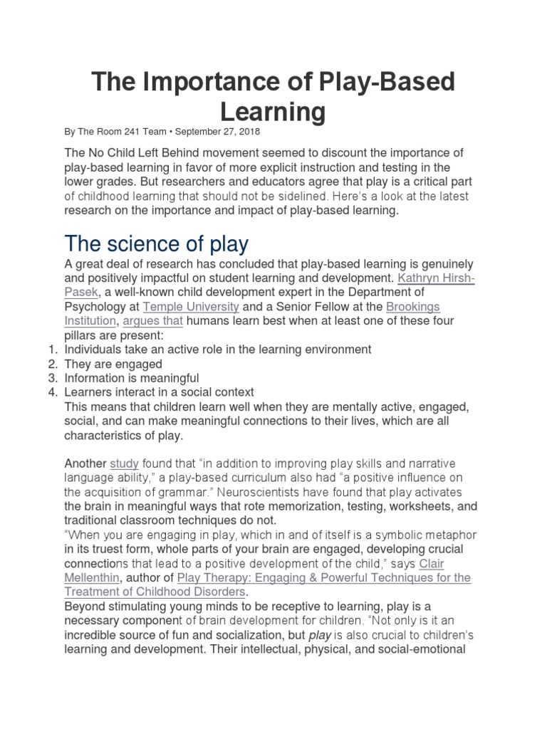 The Importance of Play | PDF | Learning | Teachers