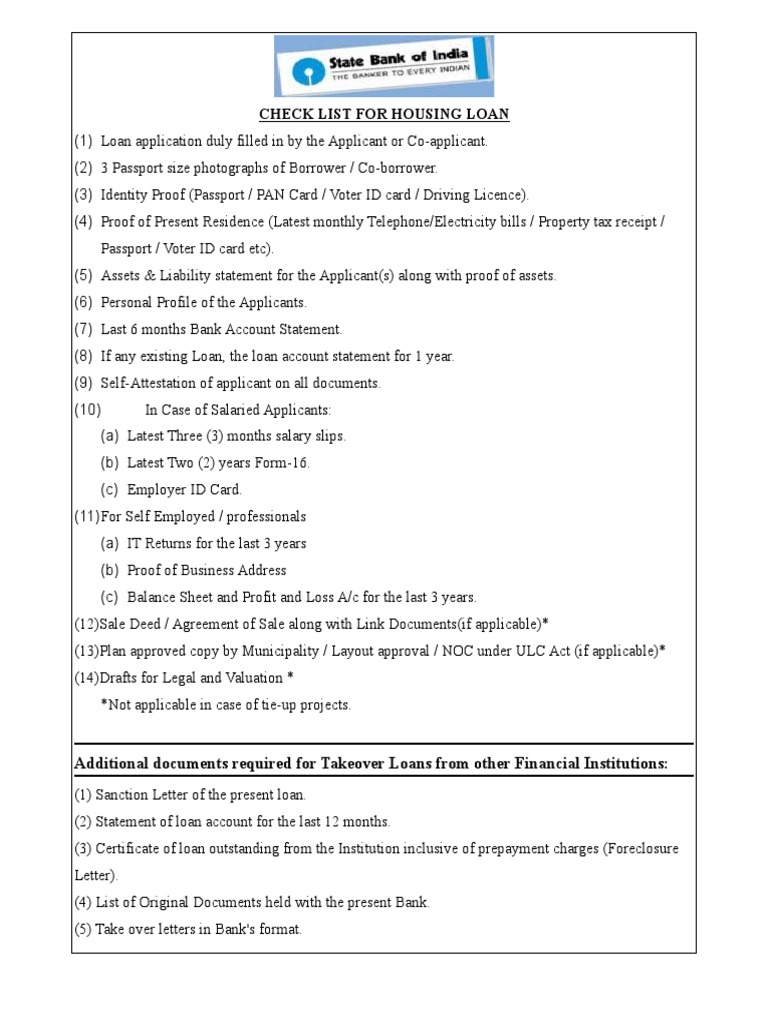 Checklist For Home Loan - M | PDF