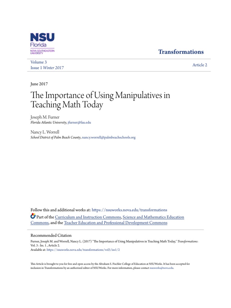 The Importance of Using Manipulatives in Teaching Math Today | PDF ...