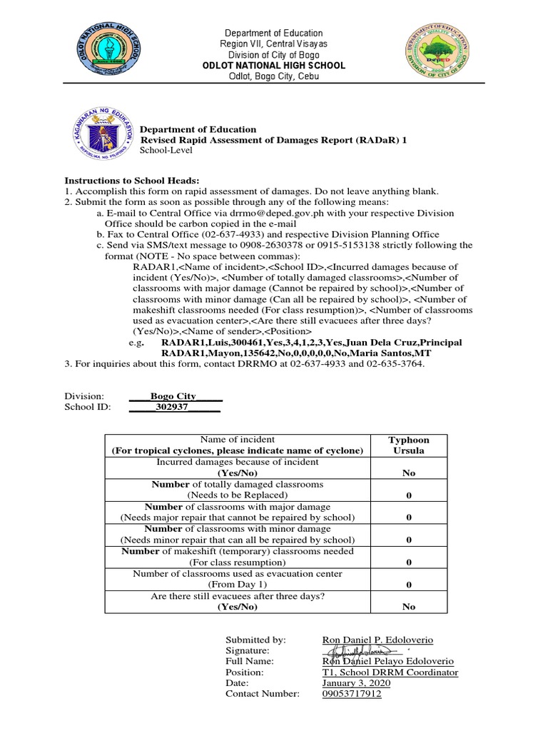 Revised-Radar-Form-1-2-Template - Edited | PDF | Seasons | Typhoon