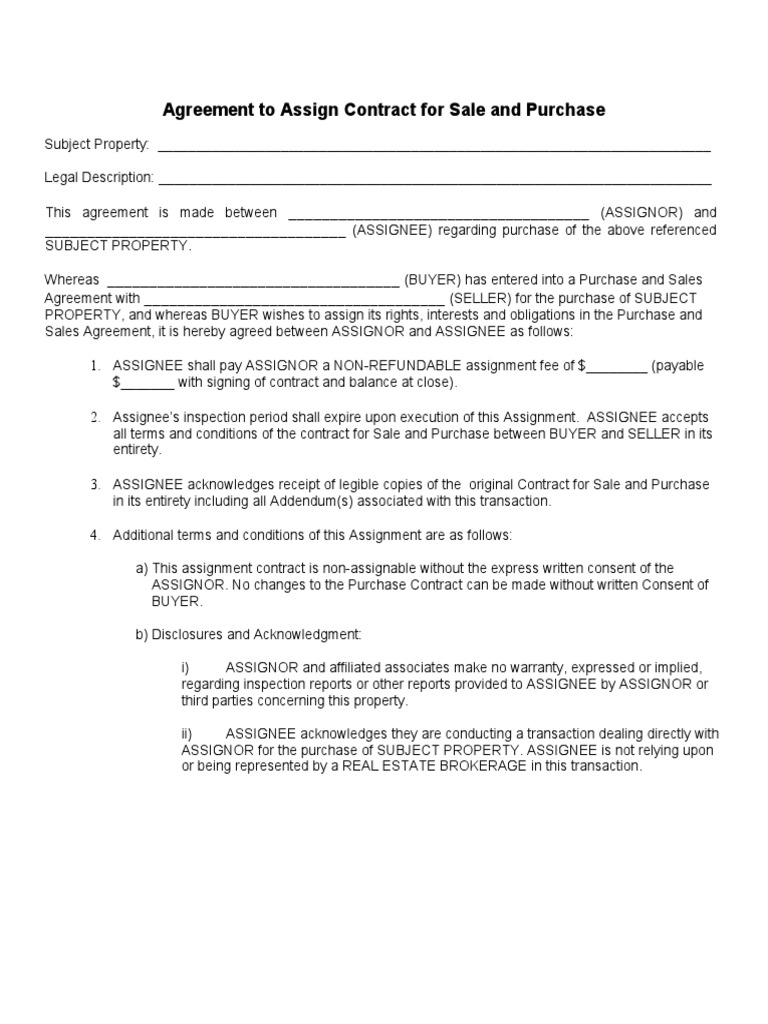 Assignment Agreement | PDF | Assignment (Law) | Legal Concepts