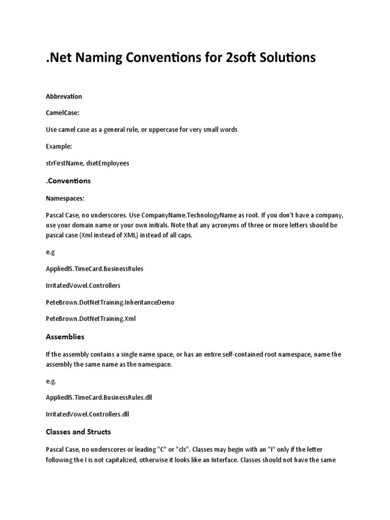 Naming Conventions | PDF | Computing | Written Communication